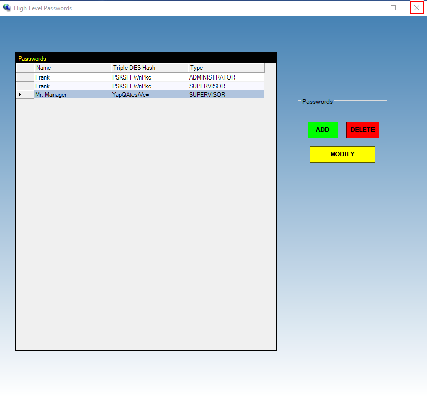 Create Supervisor Password | Collections MAX