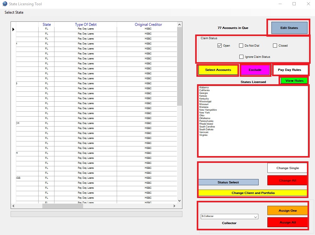 State Licensing Tool | Collections MAX